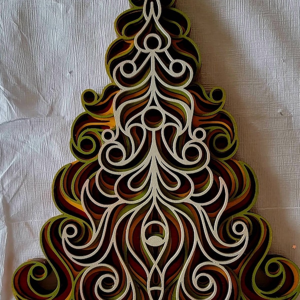 Christmas Tree 3D Zentangle Svg Files | Papercut for Cricut, CNC, Laser ...