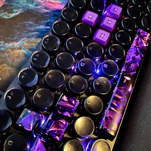 Artisan Keycaps Black & Purple Key Cap Space Bar 6.25u, 1.5u, 1u, 1.75u ...
