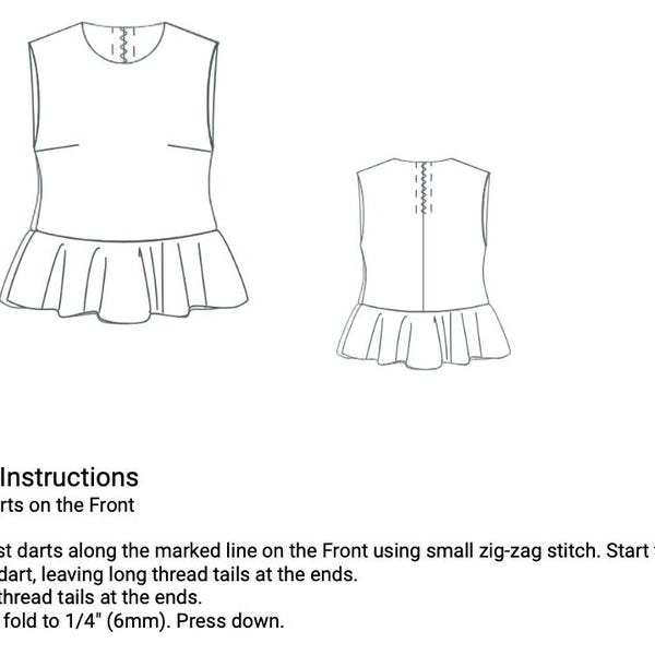 Peplum Ruffle Top Sewing Pattern, Sleeveless Women Top Pattern, Ruffled ...