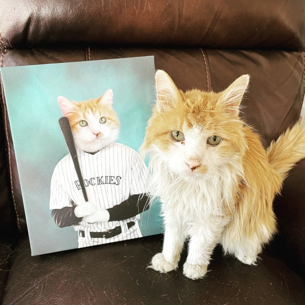 Baseball Pet Portrait, Custom Sport Player Costume Dog Portrait, MLB ...