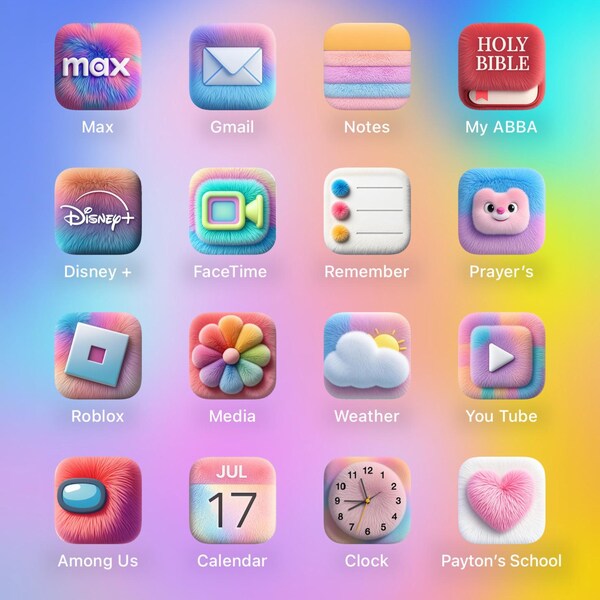 147 Candy Pastel Fuzzy App Icons | Cute Ios Icon Pack | Aesthetic App ...