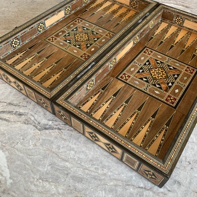 12 Backgammon Board Set and Chess Set From Lebanon Lebanese Handmade ...