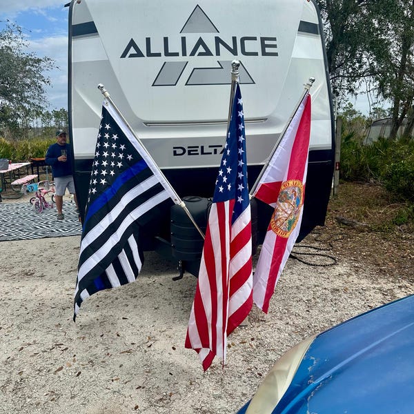 Camper Triple Flag Pole Mount - RV Flag Holder - Freedom Jack - Etsy