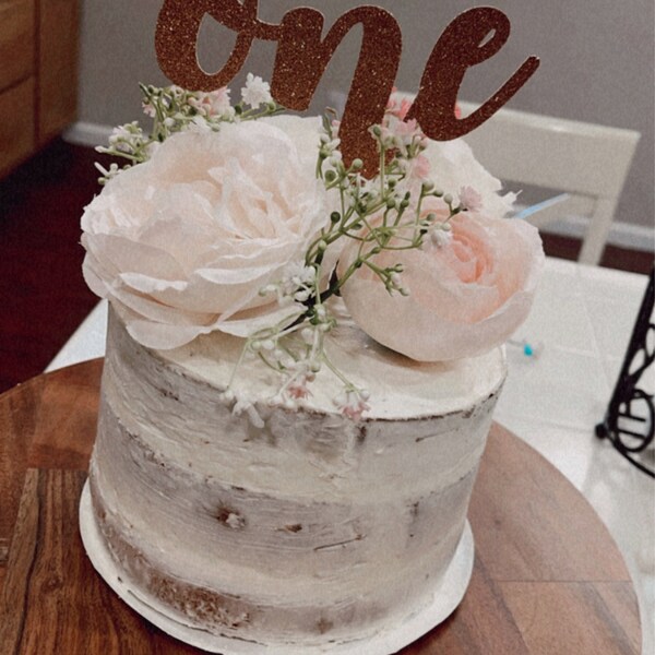 Rose Gold One Cake Topper, Rose Gold First Birthday Decorations, Rose ...