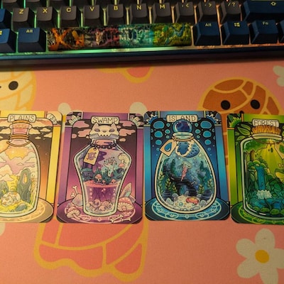 5 Cat and Dog Mountain Cards // Illustrated Basic Lands for Magic the ...