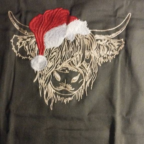 Christmas Highland Cow Machine Embroidery Design, Winter Bohemian Santa ...
