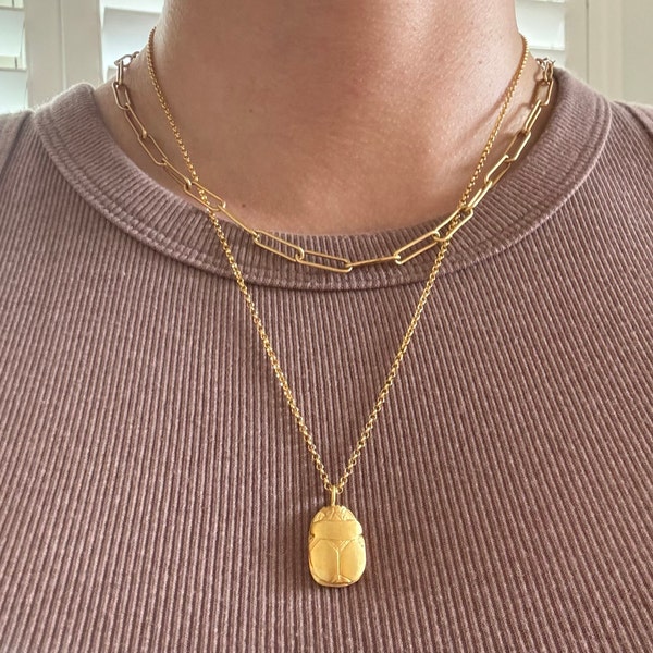 Gold Scarab Necklace - Etsy
