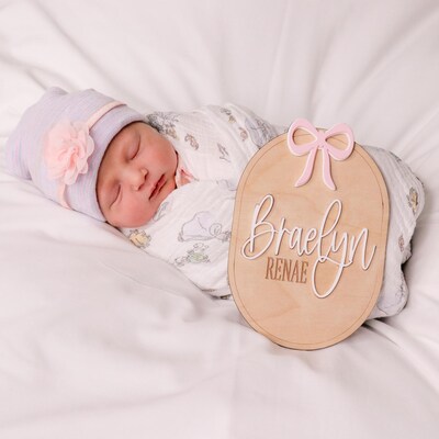 Daisy Flower Birth Sign Baby Birth Announcement Arched Wooden Birth ...