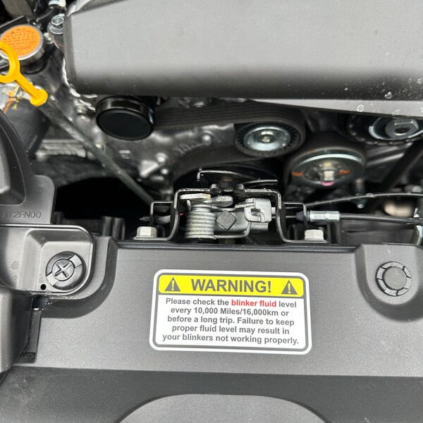 Warning Check Blinker Fluid Every 10,000 Miles Sticker - Decal - Vinyl ...