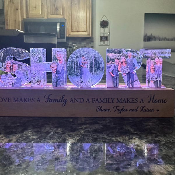Personalized Family Name Photo Collage Night Light, Family Photo Gift ...