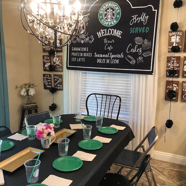 Custom Starbucks Chalkboard Banner: Cafe Theme Party Backdrop - Etsy