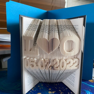 Custom Book Fold PATTERN Initials & Date Wedding and Date - Etsy