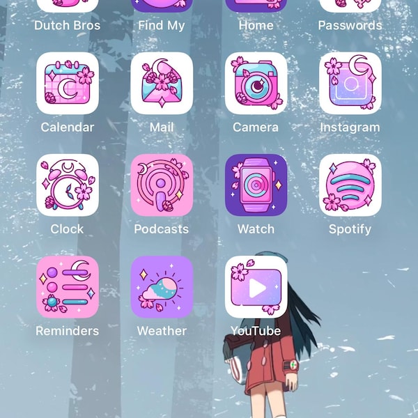 Strawberry App Icon Pack for Ios Android Phone Pink Berry Aesthetic ...