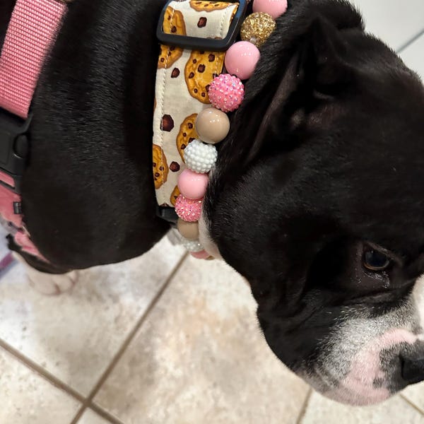 Orchid Bling Bead Dog Collar, Hot Pink, Purple Swiftie Glam Pearl ...