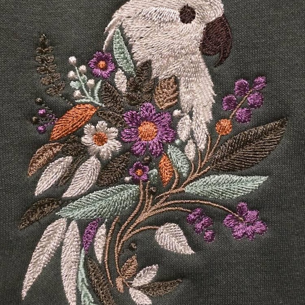 Floral Parrot Embroidery Design - Machine Embroidery Designs for Crafts ...