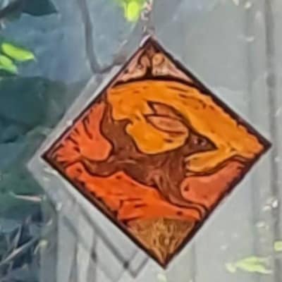 FOX GLASS SUNCATCHER. 5 X 5. Stained Glas Fox. Fox Gift. Handmade in ...