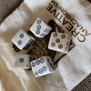UNIQUE Pip Design Large Medieval Bone Dice Set qty 5 Mat Cauthon's Dice ...