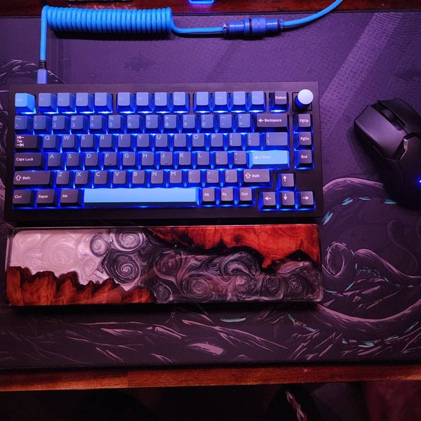 Yin Yang Resin and Wood Wrist Rest, Black and White Resin Wrist Rest ...