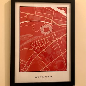 Old Trafford Stadium Dotted Map Manchester United Football | Etsy UK