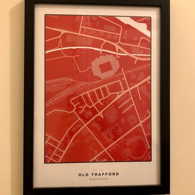 Old Trafford Stadium Dotted Map Manchester United Football - Etsy UK