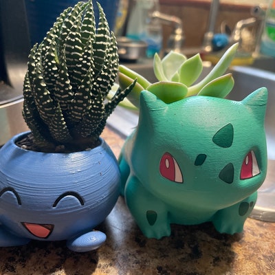 Painted Bulbasaur and Oddish Planters With Live Succulents/cacti two ...
