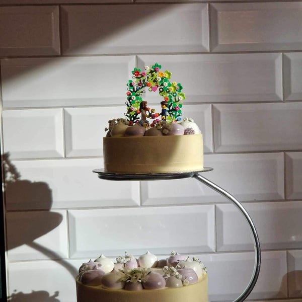 A Floral Brick Wedding Arch, Ideal as a Cake Topper or Decoration, "la ...