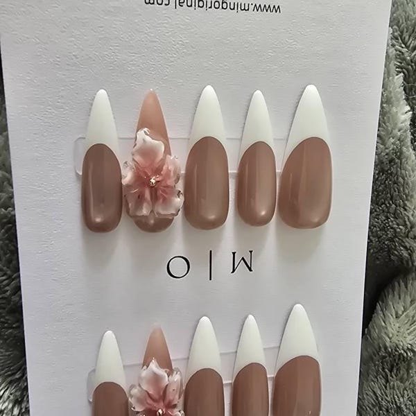 Classic Tortoise Shell Glassy Amber Brown Water Blooming Press on Nails ...