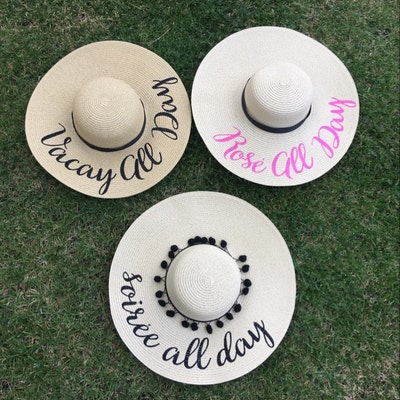 Personalized Floppy Beach Hat, Embroidered Sun Hat, Gift for Bride ...