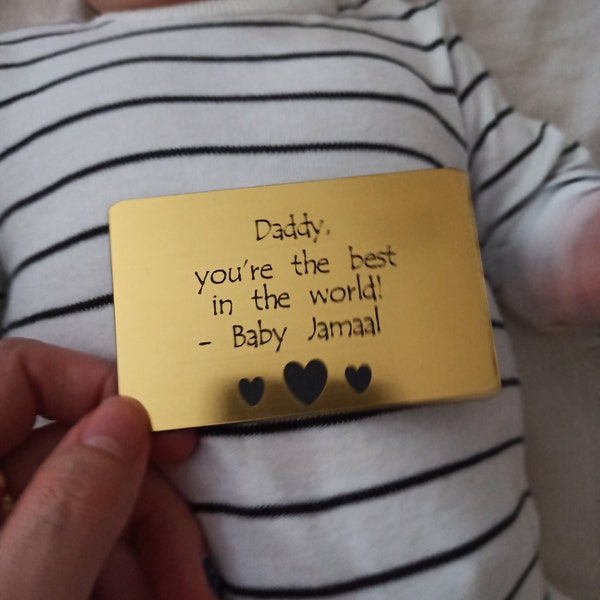 Mens Gold Wallet Insert Credit Card Sized Personalised Gift for Him ...