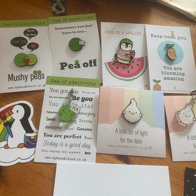 A Little Blob of Happiness Enamel Pin, Cute Pink Blob, Positive Enamel ...