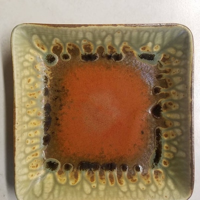 7 Red Ceramic Square Plate, Handmade Pottery Dinnerware, New House Gift ...