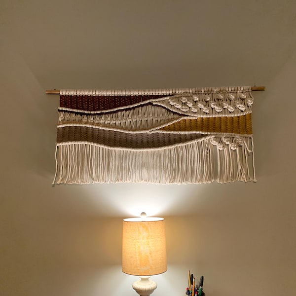 Ocean Macrame Wall Hanging, Modern Wave Fiber Art, Hand Woven Tapestry ...