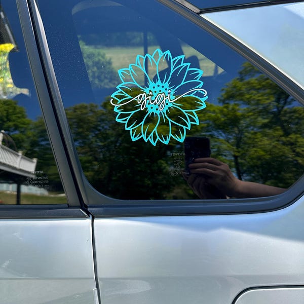 Sunflower Split Monogram With Name Decal, Vinyl Decal, Sunflower Decal ...