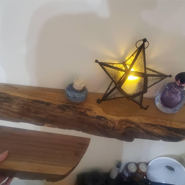 MAPLE BARK BOTTOM Live Edge Floating Shelves, 12 - 16 Inch Lengths ...