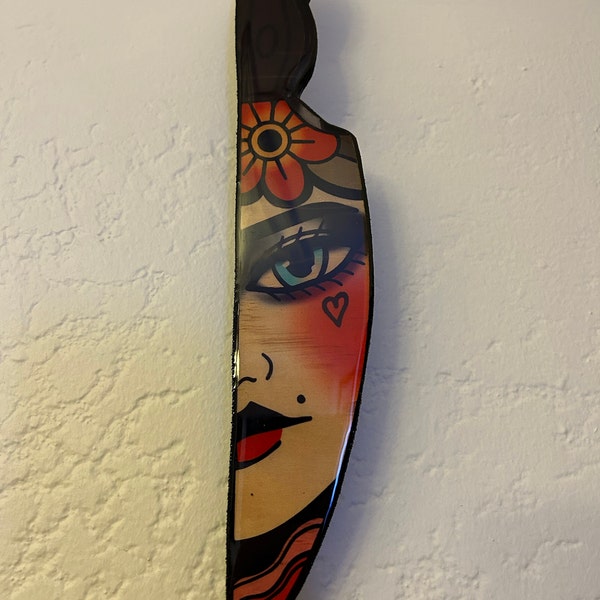 Reflection Gypsy Babe Face Knife Tattoo - Wood Cutout, Wood Ink ...