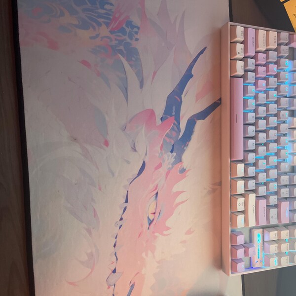 Mushroom Deskmat Anime Cat Mouse Pad Cute Purple XL Mousepad Cat Desk ...