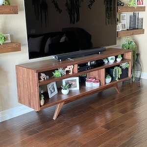 Walnut TV Stand MCM Media Console Mid Century Modern Credenza Handmade ...