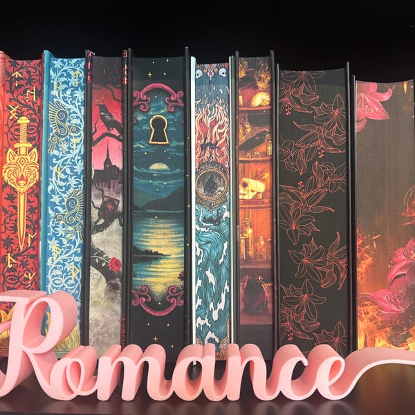 Romance Bookshelf Sign Library Book Lover Gift Custom Colors Book Club ...