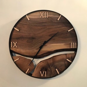 Made to Order 14 Black Walnut Live Edge Wood Wall Clock, Unique ...
