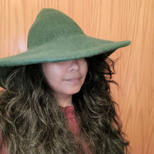 Wool Felt Witch Hat - Tall Pointed Wizard Hat, Dark Academia - Etsy