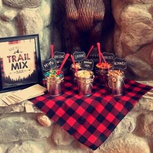 Trail Mix Bar Sign, Make Your Own Trail Mix Lumberjack Style Decor, Red ...