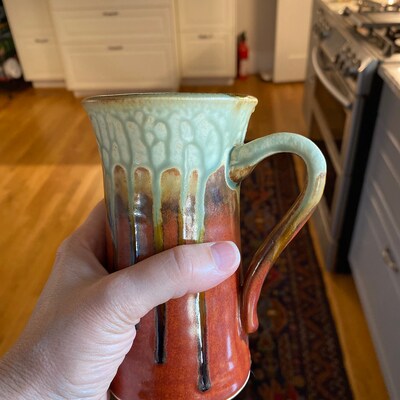 Straight Red Handmade Pottery Mug, Pottery Coffee Mugs, Ceramic Coffee ...