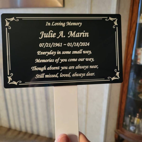 Memorial Plaque Stake, Sturdy Metal Grave Marker, Remembrance Plaque in ...