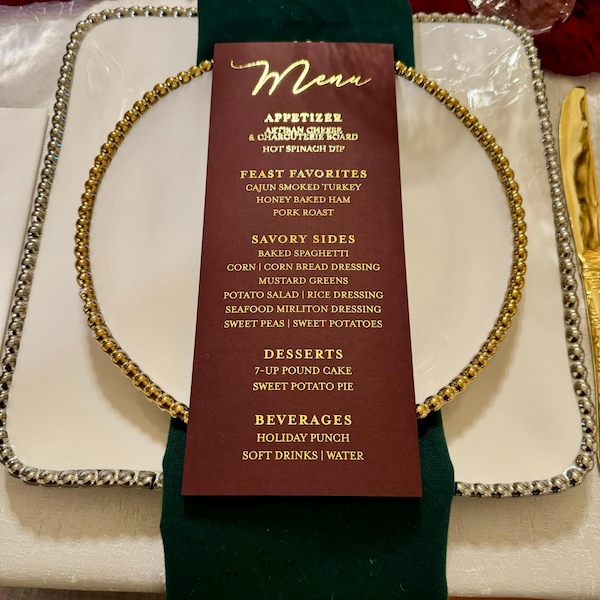 New! Gold Foil Menu Cards, Printed Shiny Wedding Gold Foil Menus ...