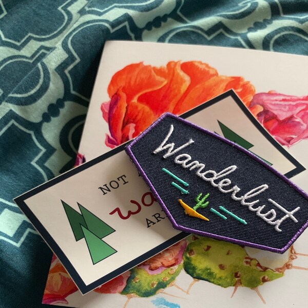 Wanderlust Patch - Iron on Explorer Embroidered Badge - Adventure Awaits - Etsy