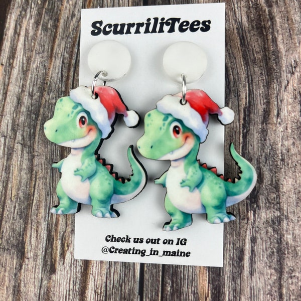 Christmas Dinosaur Watercolor Clipart: Holiday Dino PNG (digital ...