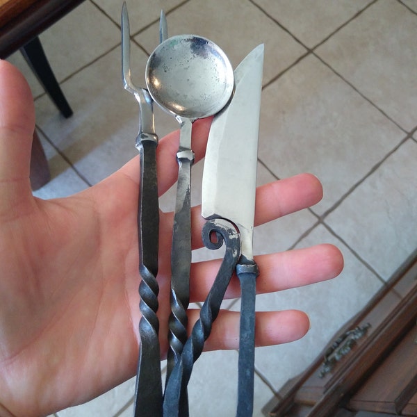 Hand Forged Cutlery Set, Viking Silverware, Medieval, SCA, Creative ...