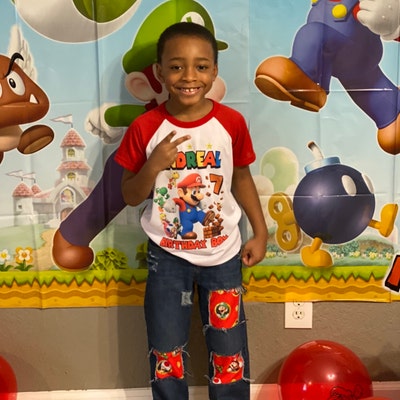 Super Mario Birthday Jeans//shorts Mario Brothers Boys Made With Mario ...