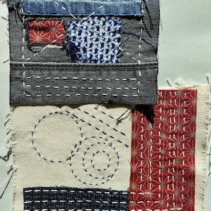 Vintage Fabrics Japanese Loop/knot Bag Kit/ Boro, Sashiko, Reversible Slow Stitch/visible ...