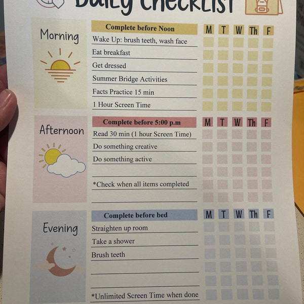 Printable Before School Checklist, Morning Reminders for Kids, Editable ...